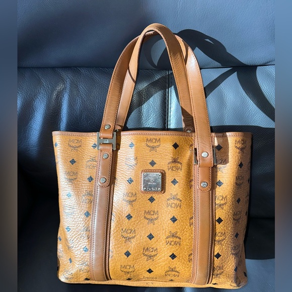 MCM | Bags | Authentic Mcm Visetos Large Tote Cognac Classic Everyday ...